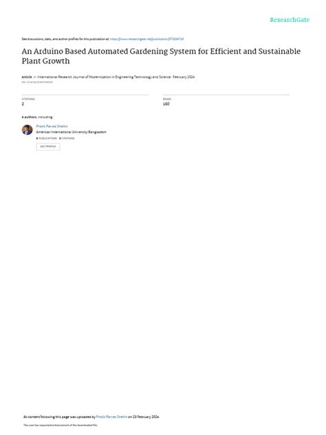 An Arduino Based Automated Gardening Systemfor Efficientand Sustainable