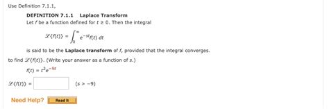 Solved Definition 7 1 1 Laplace Transform Let F Be A