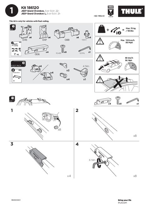 Thule Roof Rack Installation Guide With Mounting Kit 6120 A T I