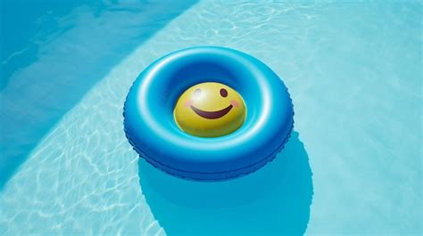 Premium Ai Image A Smiley Face Is On A Pool Float With A Blue Ring