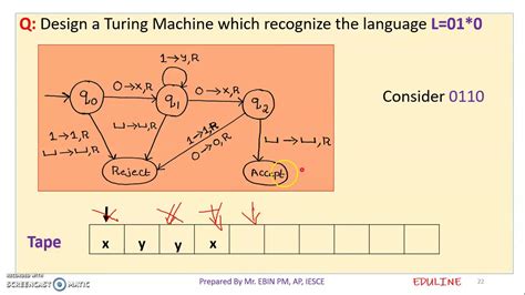 Toc Module 5 Topic 6 Designing Turing Machine Example 1 Youtube