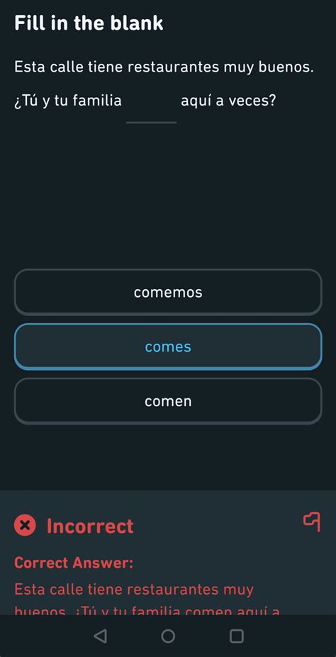Wrong Verb Options Rduolingo