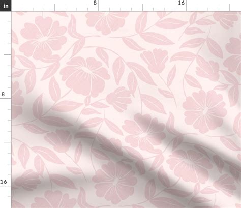 Dusty Pink Floral Soft Minimal Vintage Fabric Spoonflower