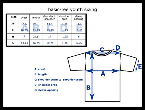 Tshirt Youth Large Size Chart Educational Chart Resources