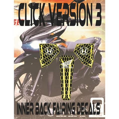 Honda Click Version 3 Inner Back Fairings Decals Sticker Shopee