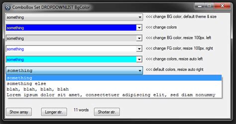 ComboBox Set DROPDOWNLIST Colors Size UDF AutoIt Example Scripts AutoIt Forums