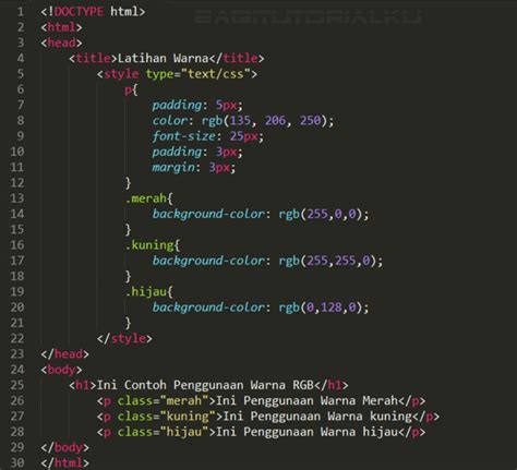 Belajar Css Mengenal Warna Yang Digunakan Dalam Css Dan Cara Penulisanya Bagitutorialku