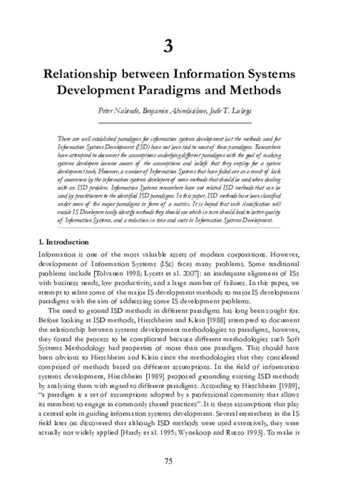 Pdf Relationship Between Information Systems Development Paradigms