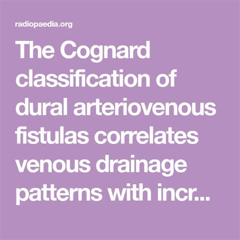 The Cognard Classification Of Dural Arteriovenous Fistulas Correlates