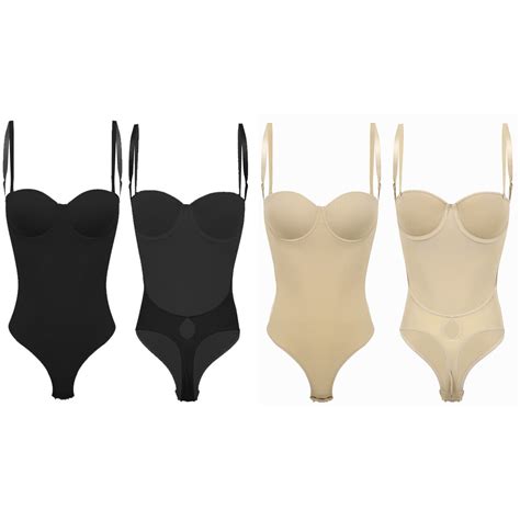 Bodysuit Bra Backless Seamless Backless Shapewear With Deep Plunge Bra