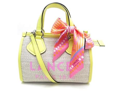 New Lancel Cabas Canvas Limited Edition Roland Garros Twilly Handbag Yellow Cloth Ref 636913