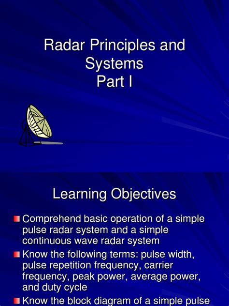 Lesson 03 Radar Principles I Pdf Radar Radio Technology