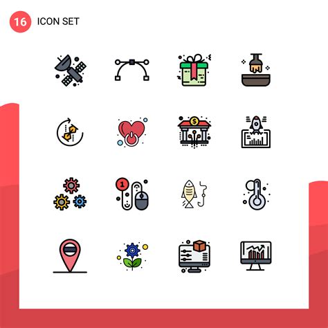 Mobile Interface Flat Color Filled Line Set Of 16 Pictograms Of Recycle Puzzle T Salon Dye