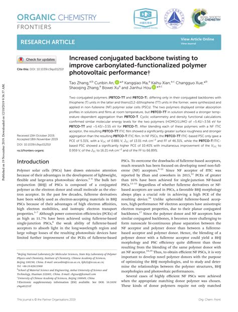 Pdf Increased Conjugated Backbone Twisting To Improve Carbonylated Functionalized Polymers