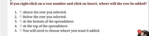 Solved If You Right Click On A Row Number And Click On Chegg Com