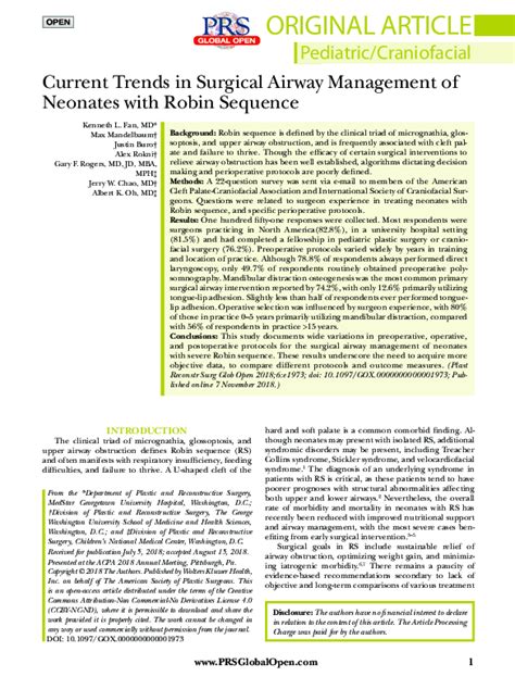 Pdf Current Trends In Surgical Airway Management Of Neonates With