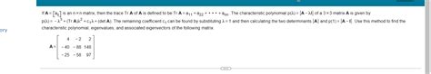 solved if a [au] is an nxn matrix then the trace tr a of
