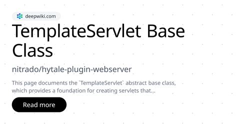 Templateservlet Base Class Nitradohytale Plugin Webserver Deepwiki