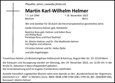 traueranzeigen von martin karl wilhelm helmer ga trauer de