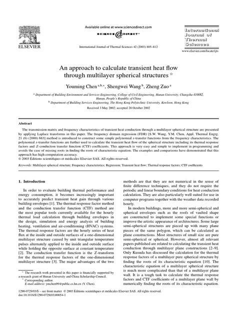 An Approach To Calculate Transient Heat Flow Through Multilayer Spherical Structures Pdf