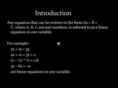 Linear Equations In One Variable PPTX