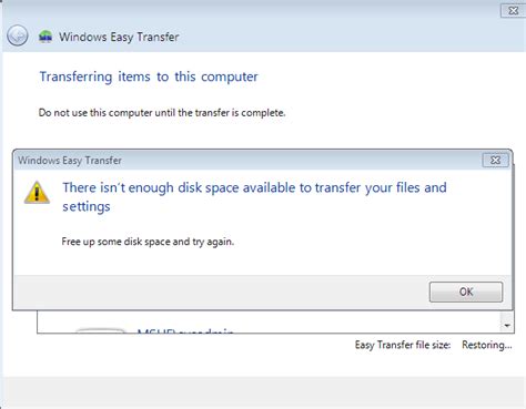 Computer Help Please Windows Easy Transfer On Laptop FIX There Isn T Enough Disk Space