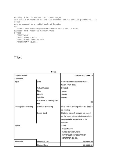T Test Warning 849 In Column 23 Text Enpk The Locale Subcommand