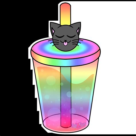 Kitty Drink Pride Holographic Stickers — Casterxdesigns