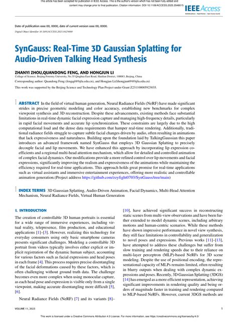 Pdf Syngauss Real Time 3d Gaussian Splatting For Audio Driven