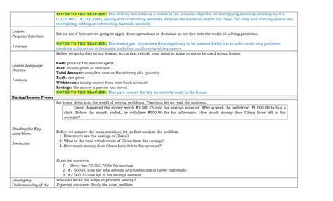 Nmp Q1 W3 Docx Lesson Plan In National Mathematics Program Docx Currencies Economy