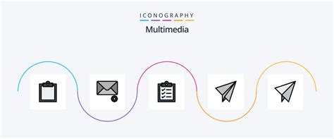 Multimedia Line Filled Flat 5 Icon Pack Including Tasks Paper
