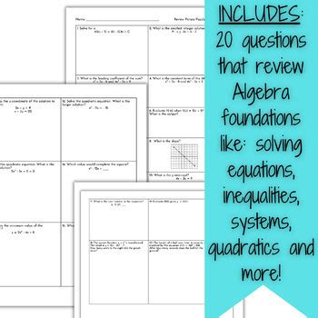 Algebra 1 Regents Review Activity By Algebra Onederland TPT