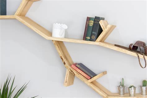 Solid Oak Tree Shelf Branch Shelf Bookshelf Tree Bookcase Etsy