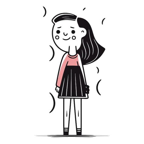Premium Vector Cartoon Character Of A Girl With Long Hair
