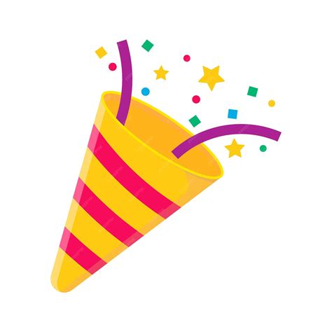 Premium Vector Exploding Party Popper With Confetti Bright Cartoon