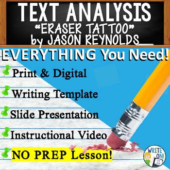 Eraser Tattoo By Jason Reynolds Text Analysis Writing Prompt Text Evidence