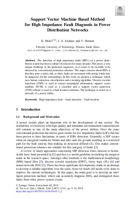 Pdf Support Vector Machine Based Method For High Impedance Fault