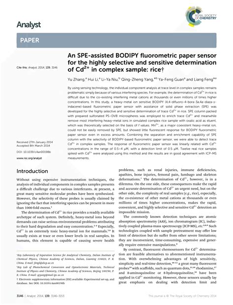 Pdf An Spe Assisted Bodipy Fluorometric Paper Sensor For The Highly Selective And Sensitive