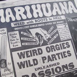 Marihuana Propaganda Poster 1930s 11 X 14 Pot Weed Marajuana Reprint