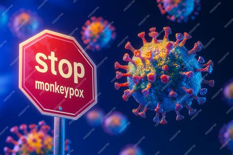 Stop Sign Warning Against Monkeypox With Virus Particle Mpox Outbreak