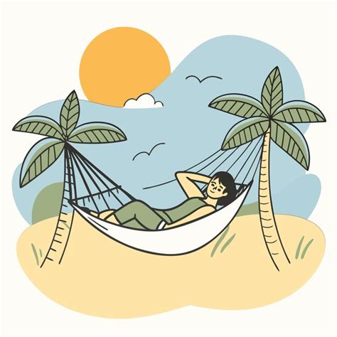 A Woman In A Hammock Is Laying In A Hammock Premium AI Generated Vector