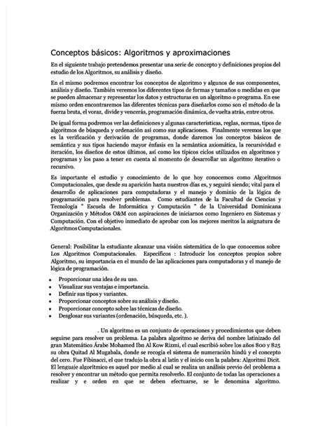 111 Conceptos Basicos Algoritmos Y Aproximaciones Pdf Algoritmos