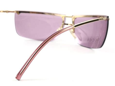 New Vintage Gucci 2653s Gold Half Frame Sunglasses 1990s Italy Y2k
