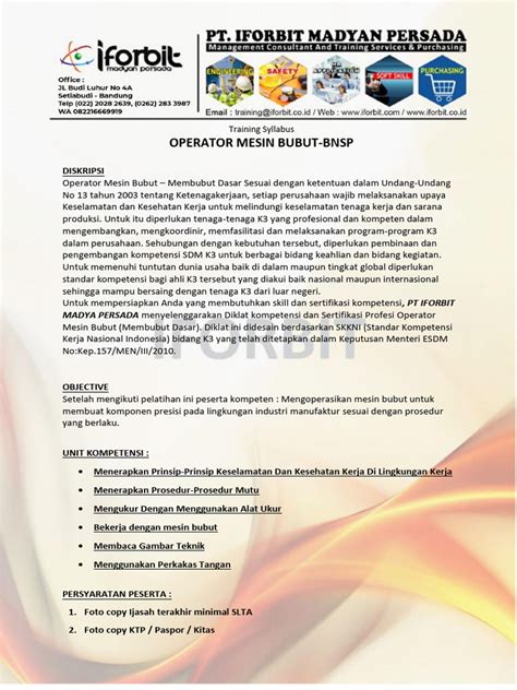 Bnsp Operator Mesin Bubut Pdf