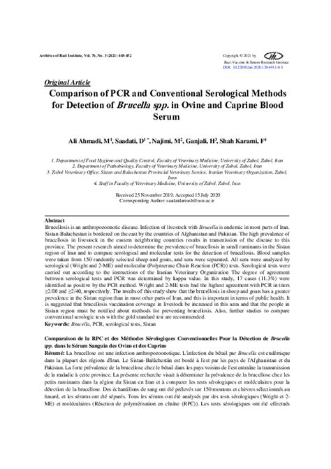 Pdf Comparison Of Pcr And Conventional Serological Methods For