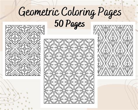 Geometric Coloring Pages Adult Coloring Book Digital Download Printable Coloring Pages Etsy