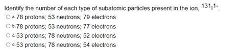 Solved Identify The Number Of Each Type Of Subatomic Chegg