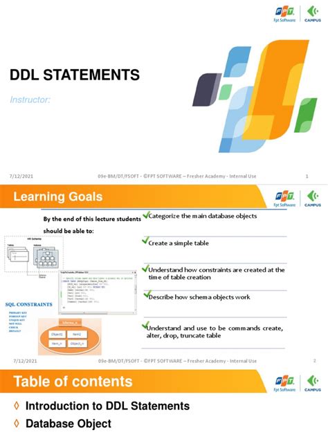 ddl statements instructor pdf software data management