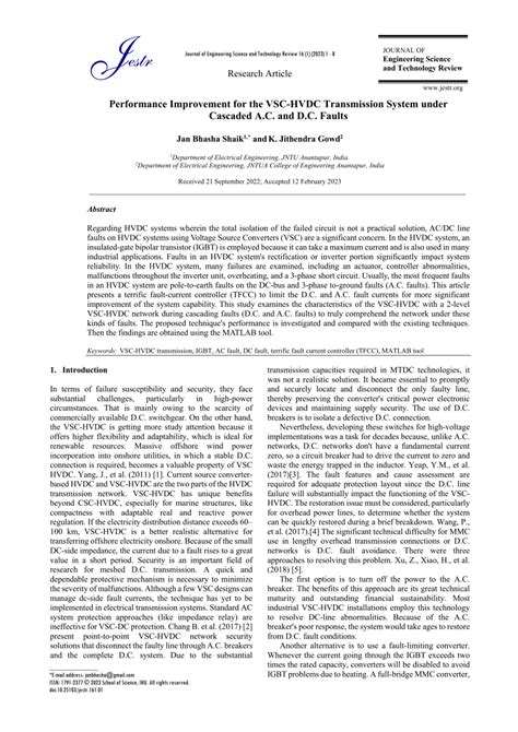 pdf performance improvement for the vsc hvdc transmission system