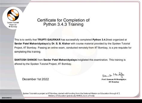 Trupti Gaurkar On Linkedin I Have Successfully Completed Iit Bombay Spoken Tutorial Certificate